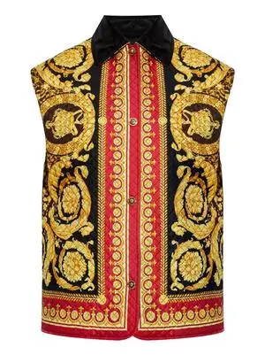 Versace Baroque-print Quilted Vest - Multicolour