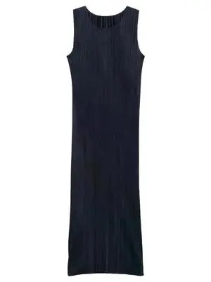 Issey Miyake Pleated Sleeveless Midi Dress - Blue