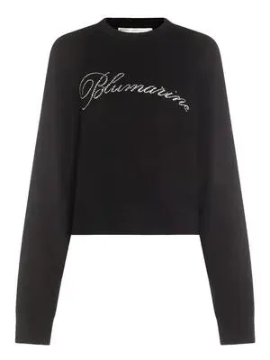 Blumarine Crystal-embellished Wool Sweater - Black