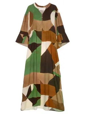 MULLER OF YOSHIOKUBO Geometric-print Midi Dress - Green
