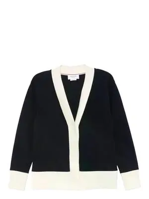 Thom Browne Contrasting-trim V-neck Cardigan - Blue