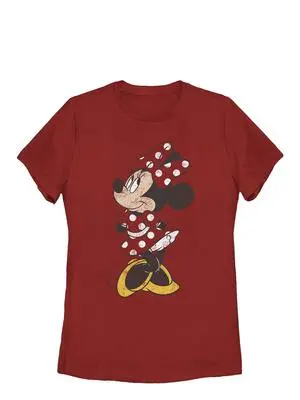 MICKEY & FRIENDS Minnie Mouse Distressed Graphic T-shirt - Red