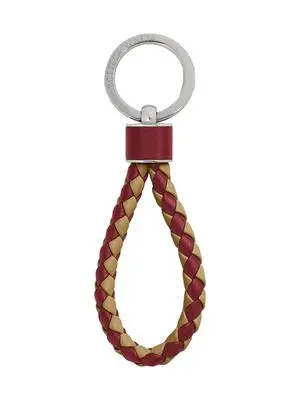 Bottega Veneta Intreccio Leather Keyring Red