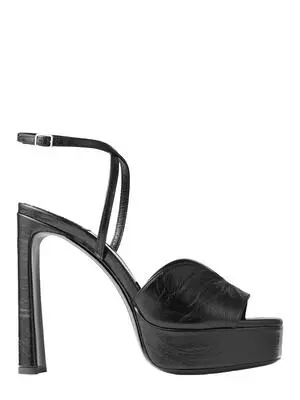 JIMMY CHOO Karli 125 Lambskin Platform Sandals - Black