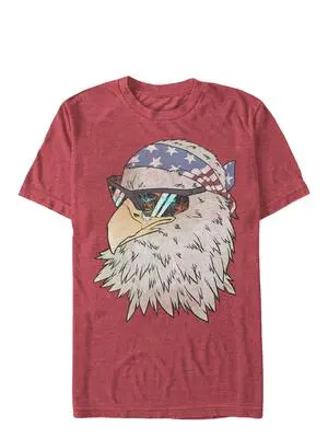 LOST GODS Fourth Of July American Eagle In Bandana Graphic T-shirt - Red Heather