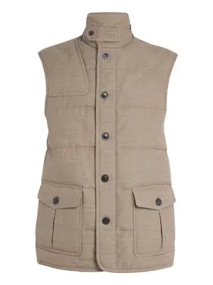 Purdey Lambswool Check Rothbury Gilet - Beige