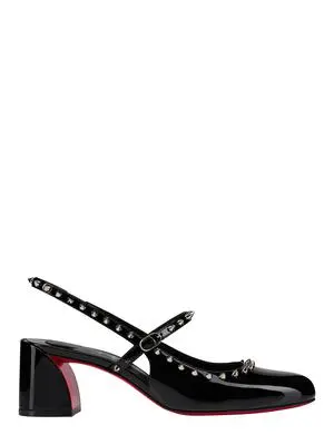 CHRISTIAN LOUBOUTIN Jani Spikes Patent Leather Slingback Pumps - Black