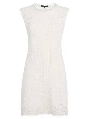 Maje Crochet Mini Shift Dress - White