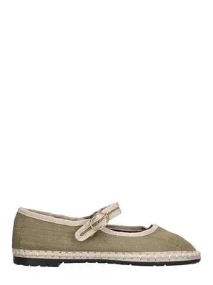 FLABELUS Linen Ishmael Mary Janes - Green
