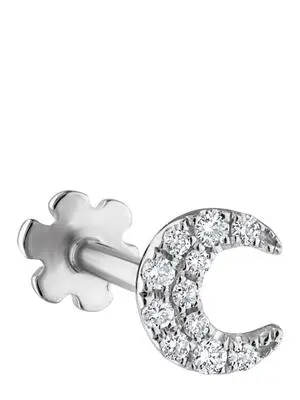 MARIA TASH Diamond Celestial Moon Stud Earring - White