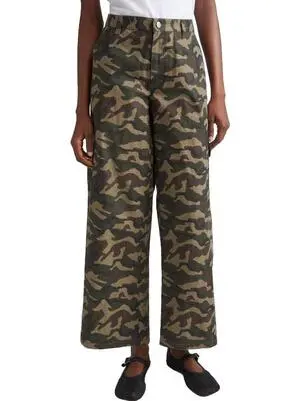 SANDY LIANG Sorano Bow Embroidered Camo Cargo Pants