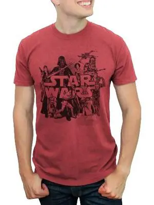 STAR WARS Retro Favorites Collage Graphic T-shirt - Red Heather