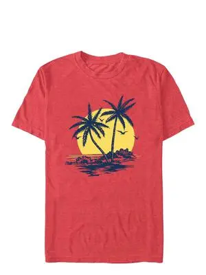 LOST GODS Full Moon Palms Graphic T-shirt - Red Heather