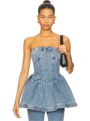 Steve Madden Rina Strapless Top - Medium Blue Denim