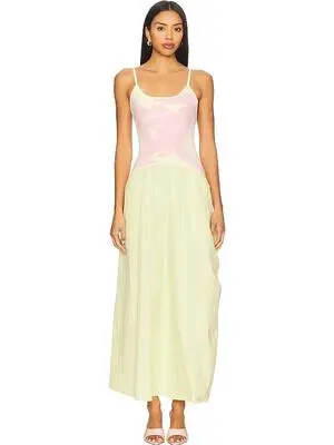 Ph5 Ivy Mixed Media Maxi Dress - Lemon Sorbet