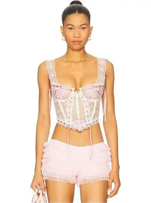For Love & Lemons Rose Milk Eyelet Bustier - Pink