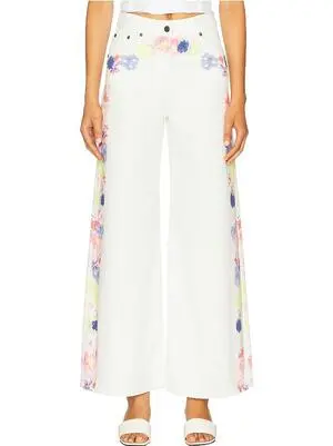 MSGM Printed Wide Leg Pants - White