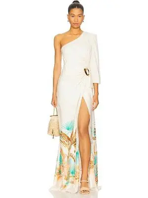 PatBO Bananeira Tropical One Shoulder Maxi Dress - Beige