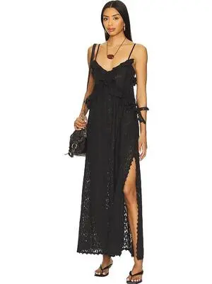 SPELL Lux Lisbon Lace Strappy Maxi Dress - Onyx