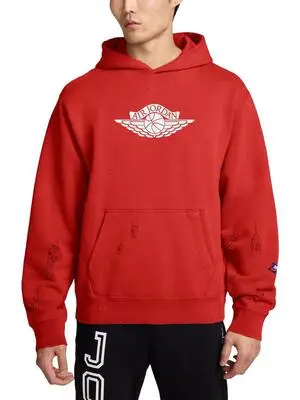 JORDAN Rare Air Oversize Distressed Pullover Hoodie Chile Red