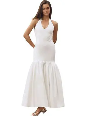 DELFI COLLECTIVE Isha Halter Fit & Flare Maxi Dress - White