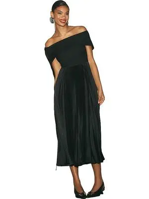 HUTCH Off-the-shoulder Midi Dress - Black