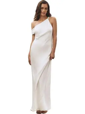 Bhldn Sienna Off-the-shoulder Satin Maxi Dress - White