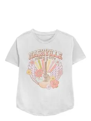 LOST GODS Distressed Nashville Music City Graphic T-shirt - White