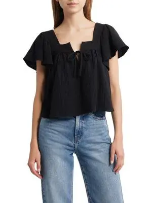 Rails Casie Gauze Crop Top - Black