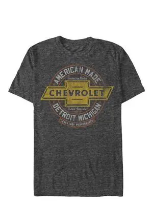 GENERAL MOTORS American Made Distressed Logo Graphic T-shirt - Charcoal Heather