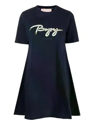A BATHING APE Embroidered-logo T-shirt Dress - Blue