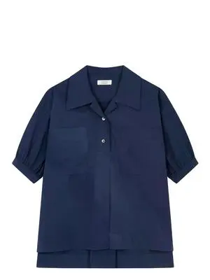 STUDIO TOMBOY Puff-sleeve Shirt With Chest Pockets - Blue