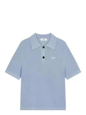 STUDIO TOMBOY Polo-Collar Knit Top Blue
