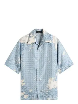 Amiri Bleach Bandana Bowling Shirt - Ashley Blue
