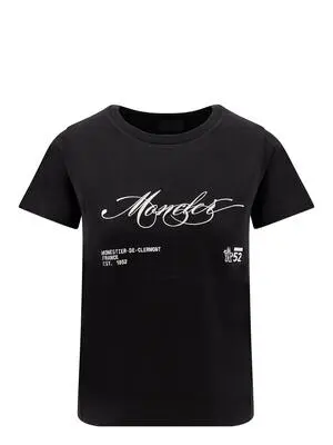 Moncler Cotton T-shirt With Embroidery - Black