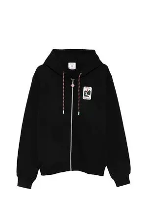 Casablanca Logo-patch Zip-up Hoodie - Black