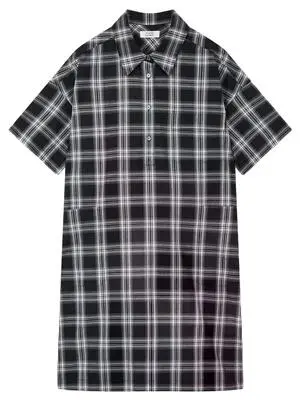 STUDIO TOMBOY Checked Seersucker Shirt Dress - Black