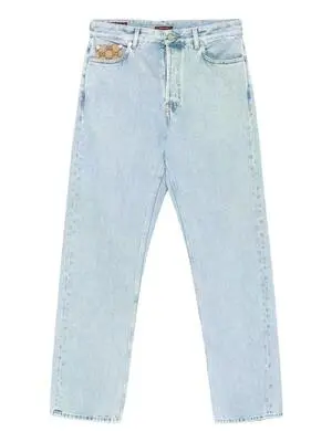 Gucci Gg Canvas Insert Jeans - Blue
