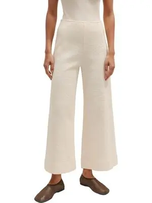 ME+EM Textured Ponte Crop Wide-leg Trousers - Cream