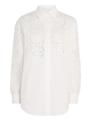 Max Mara Cotton Broderie Anglaise Shirt - White