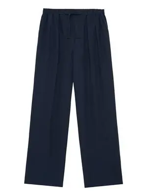 Loewe Silk Anagram Wide-leg Trousers - Navy