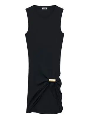 Loewe Cotton Draped Tank Top - Black