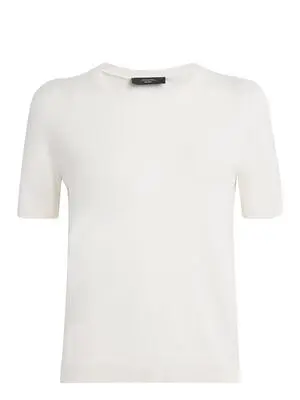 Max Mara Silk-cotton Ribbed-trim T-shirt - White