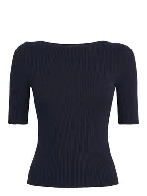 Max Mara Rib-knit Slim T-shirt - Blue