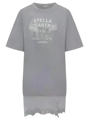 Stella McCartney Lace-embellished Cotton Mini Dress - Grey