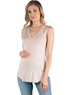 24SEVEN COMFORT APPAREL Maternity V-neck Tunic Tank Top - Nude