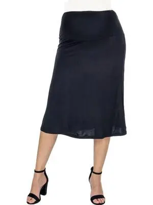 24SEVEN COMFORT APPAREL Maternity A-line Knee Length Skirt - Black