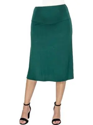 24SEVEN COMFORT APPAREL Maternity A-line Knee Length Skirt - Hunter