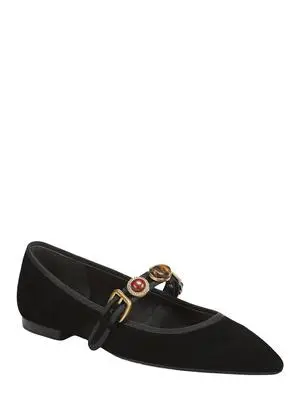 Veronica Beard Selene Charms Pointed Toe Flat Black