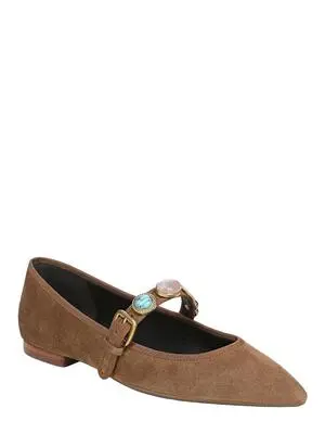 Veronica Beard Selene Charms Pointed Toe Flat Chestnut